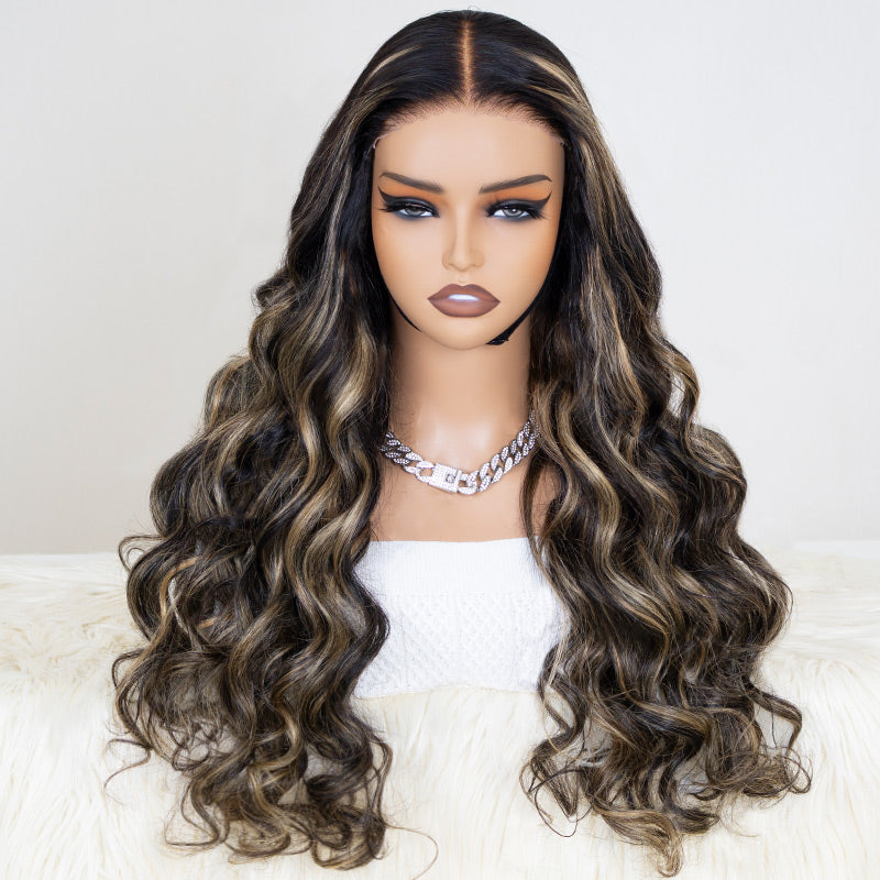 Firieya Hair Balayage Honey Blonde Highlight Body Wave 5x5 Glueless HD ...
